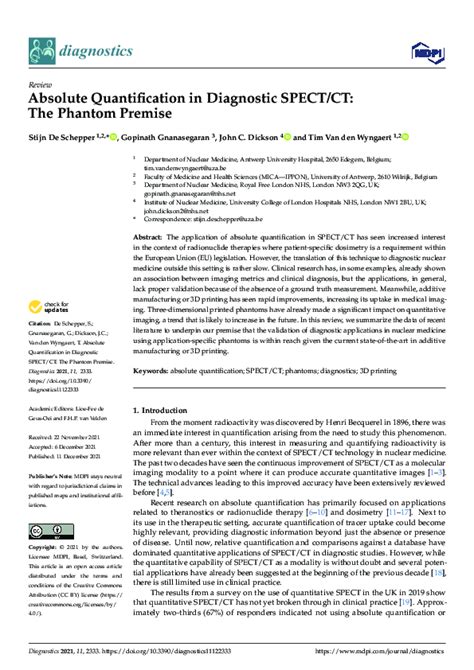 Pdf Absolute Quantification In Diagnostic Spectct The Phantom Premise