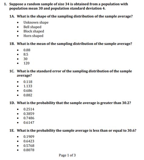 solved 1 suppose a random sample of size 34 is obtained