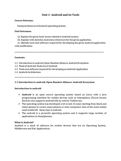 Unit 1 Android And Its Tools Mad Pdf Android Operating System Application Software