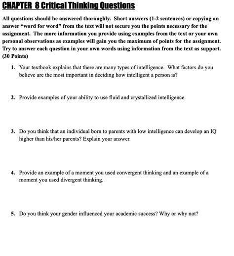 Solved Chapter 8 Critical Thinking Questions All Questions