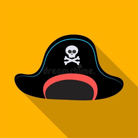Pirate Hat With Skull Icon In Cartoon Black Style Isolated On White Background Pirates Symbol