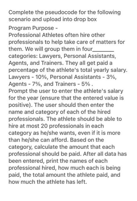 Solved Complete The Pseudocode For The Following Scenario