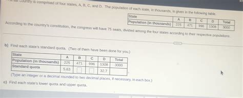 Solved Country Is Comprised Of Four States A B C And D Chegg Com