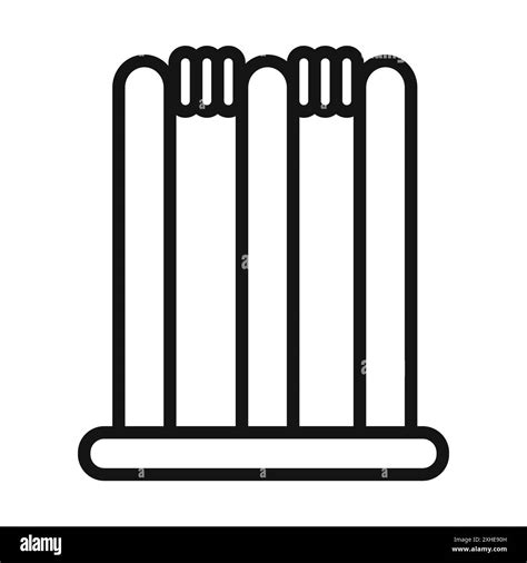 Wicket Stump Icon Vector Symbol Or Sign Set Collection In Black And White Outline Stock Vector