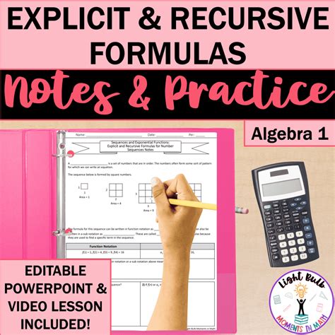 Explicit And Recursive Formulas For Number Sequences Guided Notes