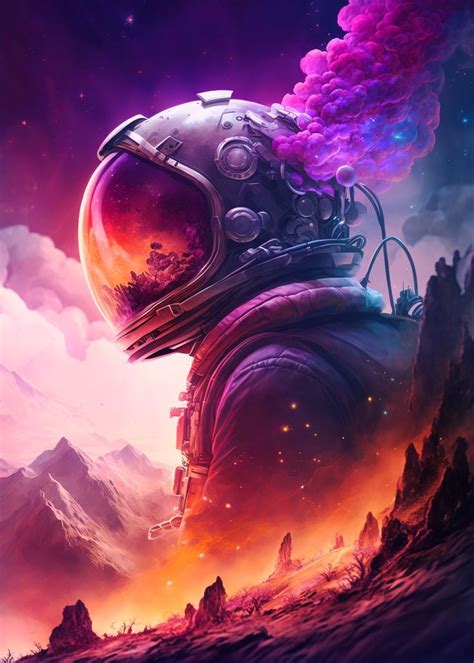 Astronaut Galaxy Poster By Nogar007 Displate In 2023 Space Art