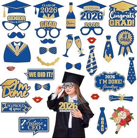 2026 Graduation Photo Booth Props 35 Pcs Graduation Photo