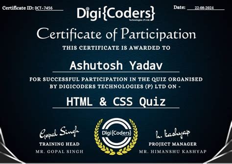 Ashutosh Yadav On Linkedin Html Css Coding Certificate