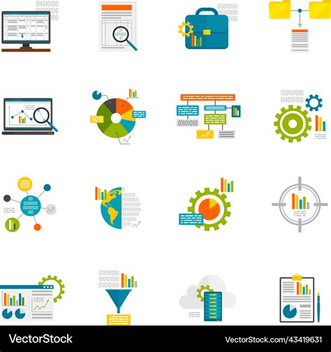 data analytics flat icons royalty free vector image