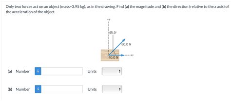Solved Only Two Forces Act On An Object Mass 3 95 Kg As