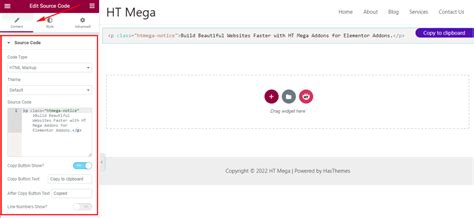 source code widget ht mega addons for elementor
