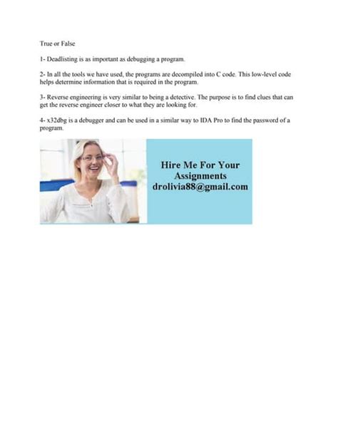 True Or False 1 Deadlisting Is As Important As Debugging A Program 2pdf