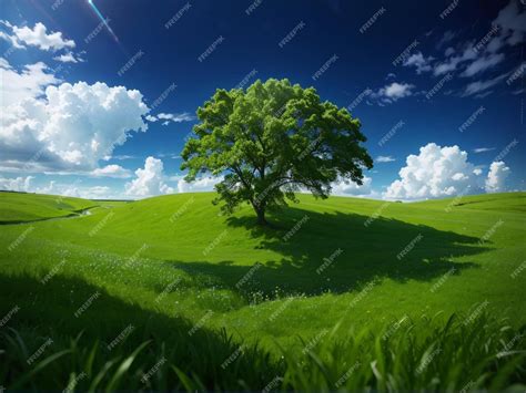 premium ai image green background with grass and cloud modeling