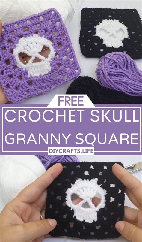 Crochet Skull Granny Square Skull Crochet Scarf Easy Skull Crochet