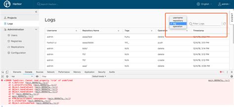 The Console Reports Errors When Filtering Logs Through Keywords Issue 6421 Goharbor Harbor