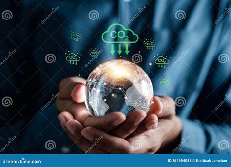 Co2 Reducing Icon On Global Earth Decrease Co2 Or Carbon Dioxide