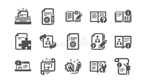 Technical Documentation Icons Instruction Plan And Manual Classic Icon Set Vector Stock