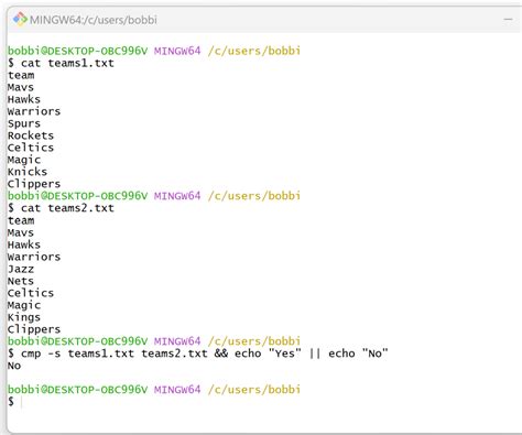 how to compare two files in bash with example collecting wisdom