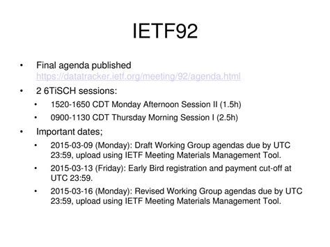 6 March 2015 Webex Ipv6 Over The Tsch Mode Of Ieee E Chairs Ppt Download