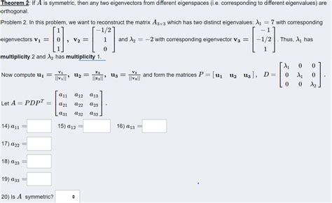 Solved Theorem If A Is Symmetric Then Any Two Chegg