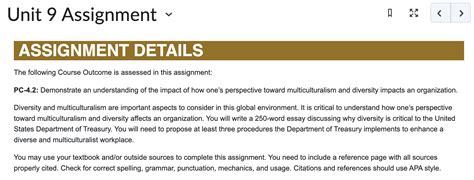 Solved Unit 9 Assignment Assignment Details The Following