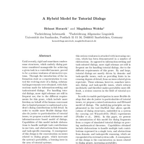 A Hybrid Model For Tutorial Dialogs Acl Anthology