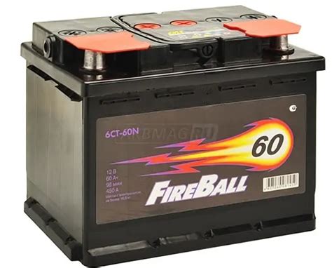 Аккумулятор автомобильный FIRE BALL 60R 480 А обр. пол. 60 Ач (6СТ-60NR)