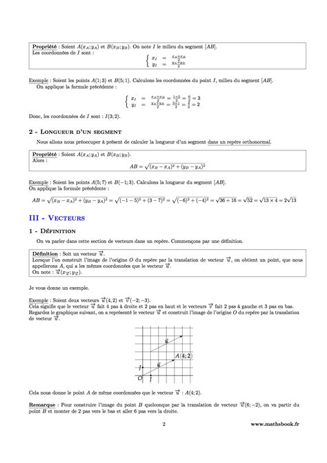 Géométrie Analytique Cours Pdf à Imprimer Maths 3ème