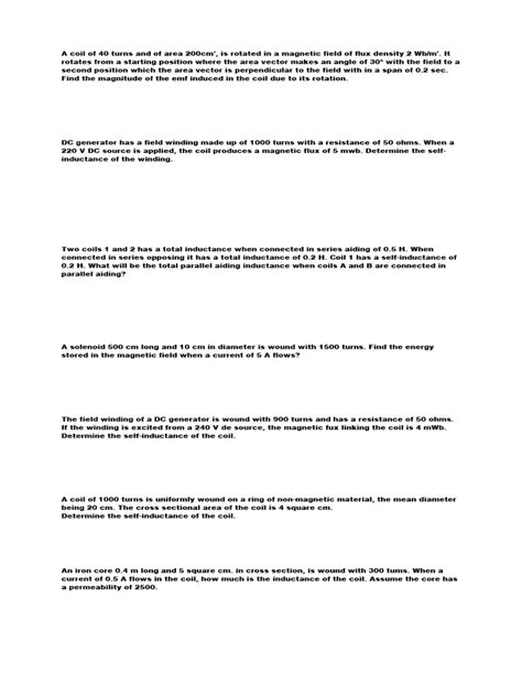 Magnetic Induction Sample Problems Download Free Pdf Inductance Inductor