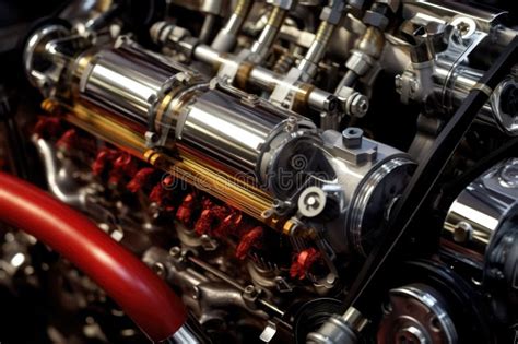 Close Up Of Sports Car Engine Components Stock Illustration