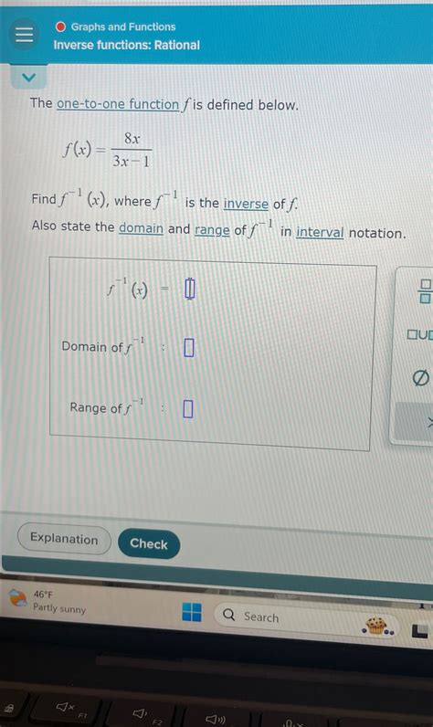Solved Graphs And Functionsinverse Functions Rationalthe