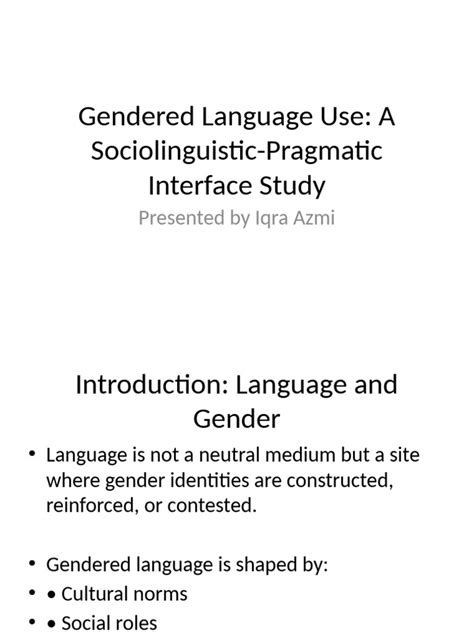 Gendered Language Use Intro Litreview Pdf