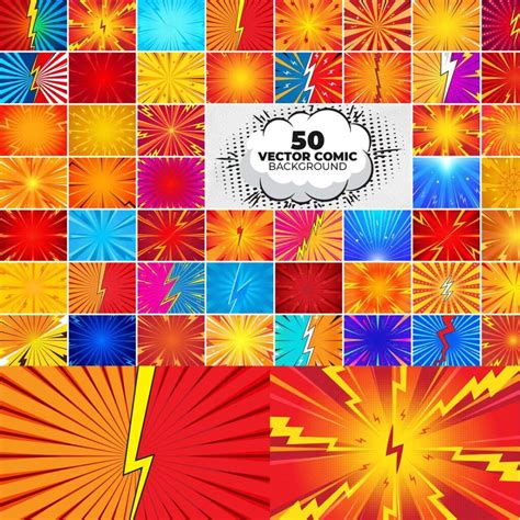 50 Vector Comic Background Bundle Masterbundles