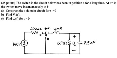 Solved 25 Points The Switch In The Circuit Below Has Been Chegg Com