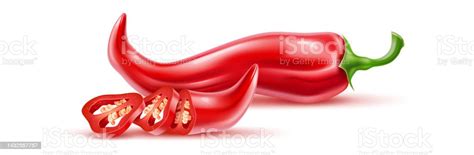 현실적인 야채 3d 농업 식품 신선한 농장 채식주의 제품 전체와 얇게 썬 붉은 고추 파프리카 또는 핫 칠리 건강한 다이어트 영양 벡터 천연 요리 성분 건강한 식생활에 대한