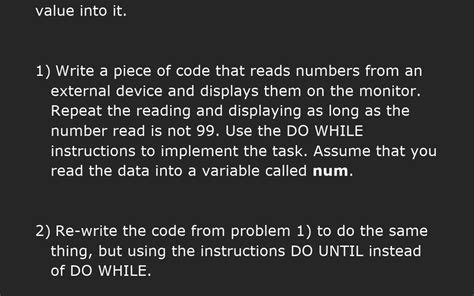 Solved Value Into It 1 Write A Piece Of Code That Reads