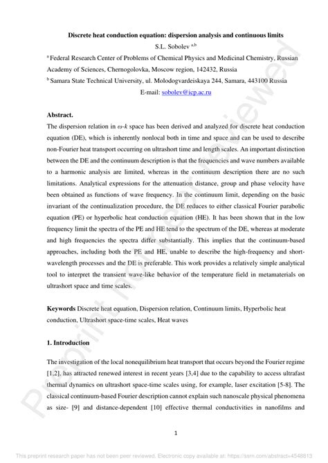 Pdf Discrete Heat Conduction Equation Dispersion Analysis And