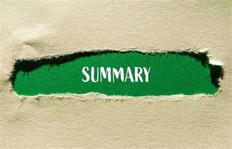 Premium Photo Summary Word Written On Ripped Paper With Green Background Conceptual Summary