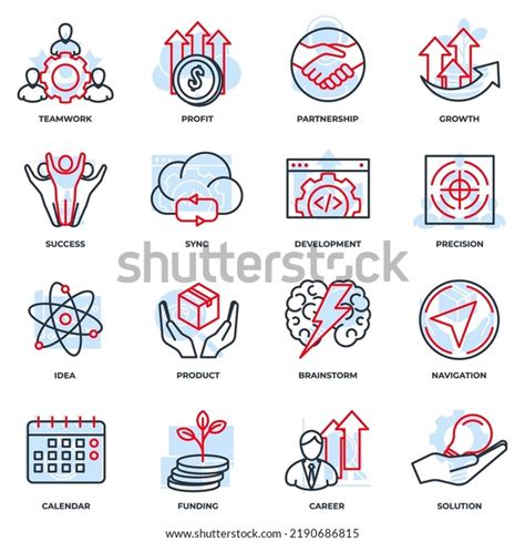 Set Startup Project Icon Logo Vector Stock Vector Royalty Free
