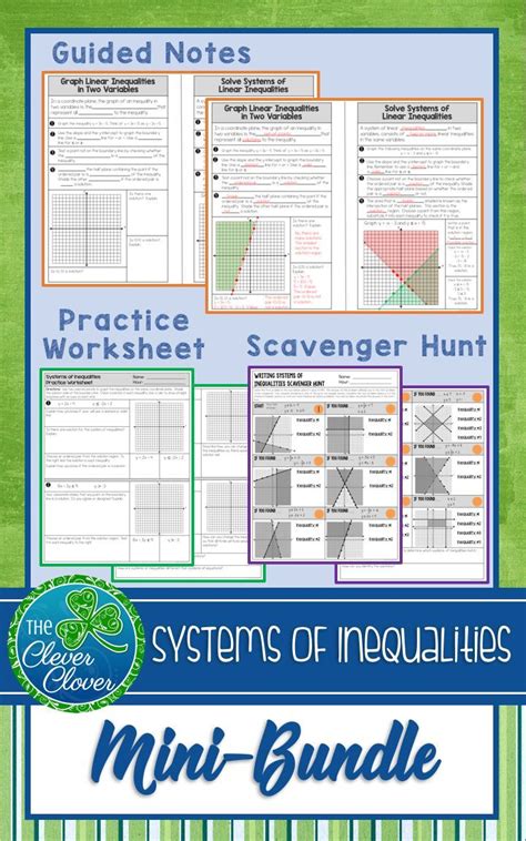 Systems Of Inequalities Guided Notes Worksheets And A Scavenger Hunt Graphing Inequalities
