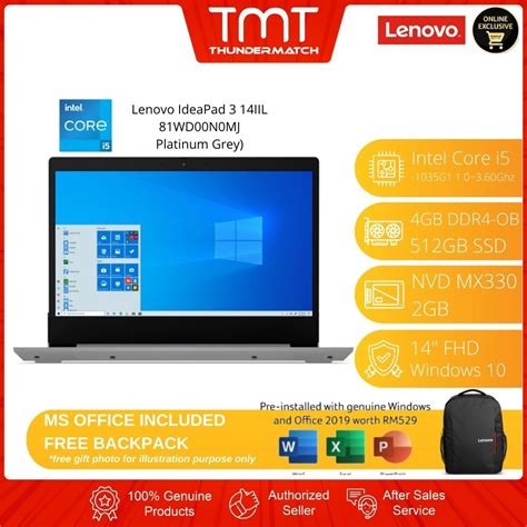 Lenovo Ideapad Iil Wd N Mj Grey Laptop I G Gb Ob Gb Ssd Fhd Mx