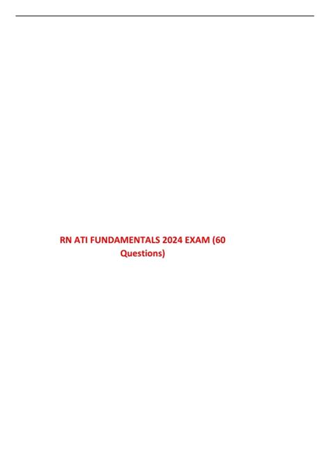 Rn Ati Fundamentals 2024 Exam 60 Questions And Answers Advance