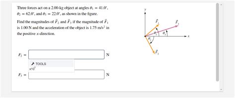 Solved Three Forces Act On A 2 00 Kg Object At Angles 01
