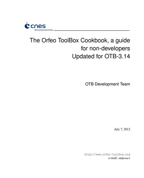 The Orfeo Toolbox Cookbook A Guide For Non Developers