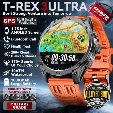 T Rex3 Ultra New Built In Gps Compass Smart Watch 1000mah Battery 10atm