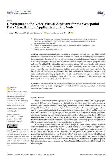 Pdf Development Of A Voice Virtual Assistant For The Geospatial Data Visualization Application