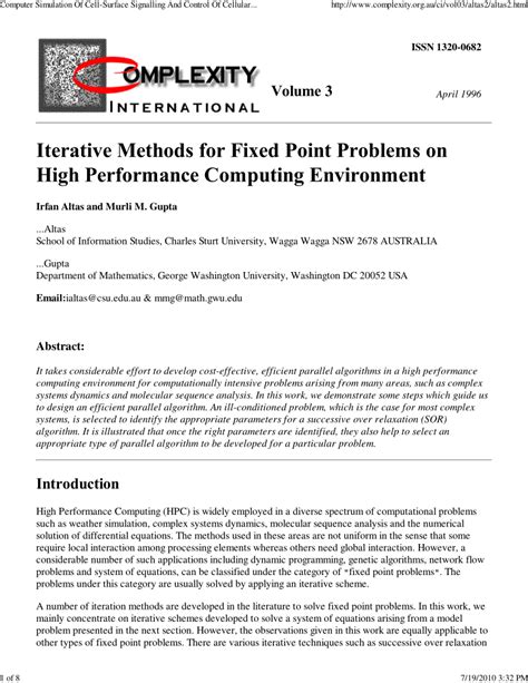 Pdf Iterative Methods For Fixed Point Problems On High Performance Computing Environment