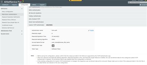 Custom TOTP Authenticator ADSelfService Plus Admin Guide