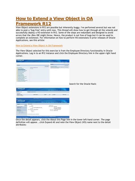 How To Extend A View Object In Oa Framework R12 Pdf Software Areas Of Computer Science