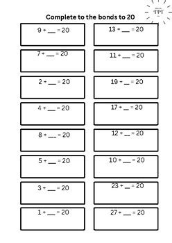 Number Bonds To 10 20 And 30 By Miss Ms Tpt Tpt